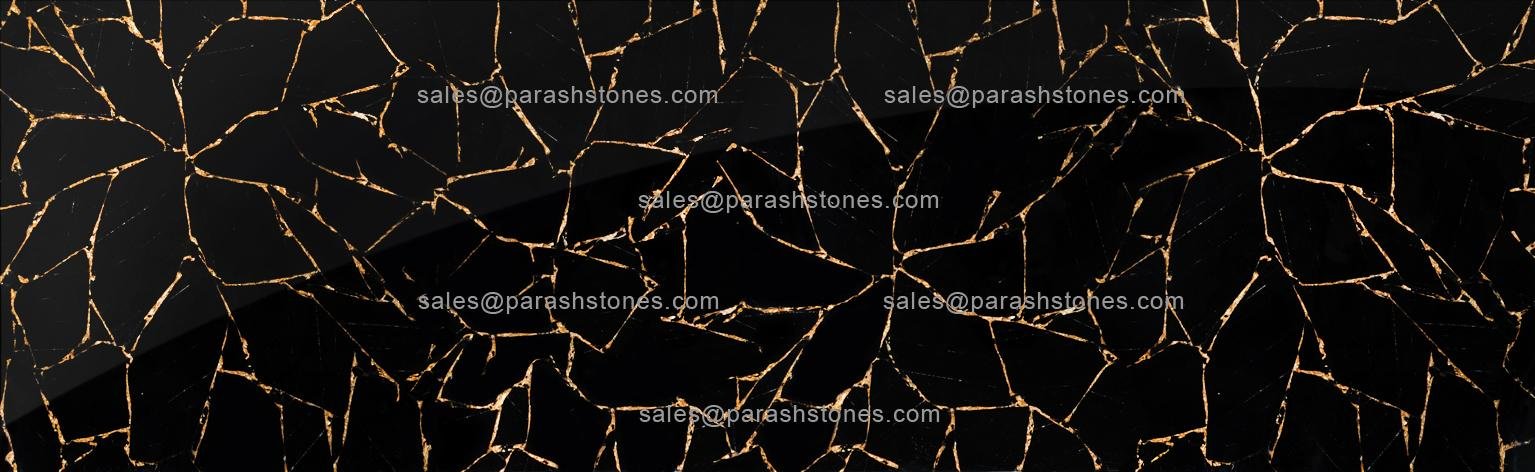 Black obsidian slab surface - Golden texture black obsidian slab & surface