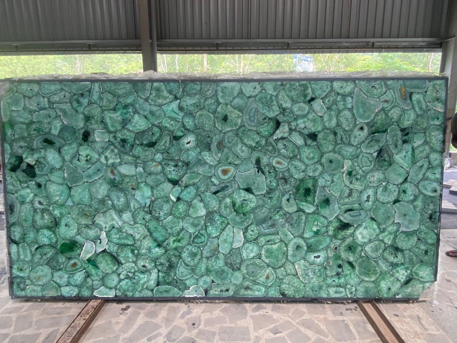 D green agate Sea green agate semi precious gemstone tiles slab surface