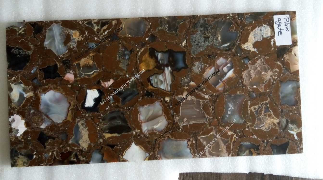 Natural plume agate slab semi precious gemstone slab tiles