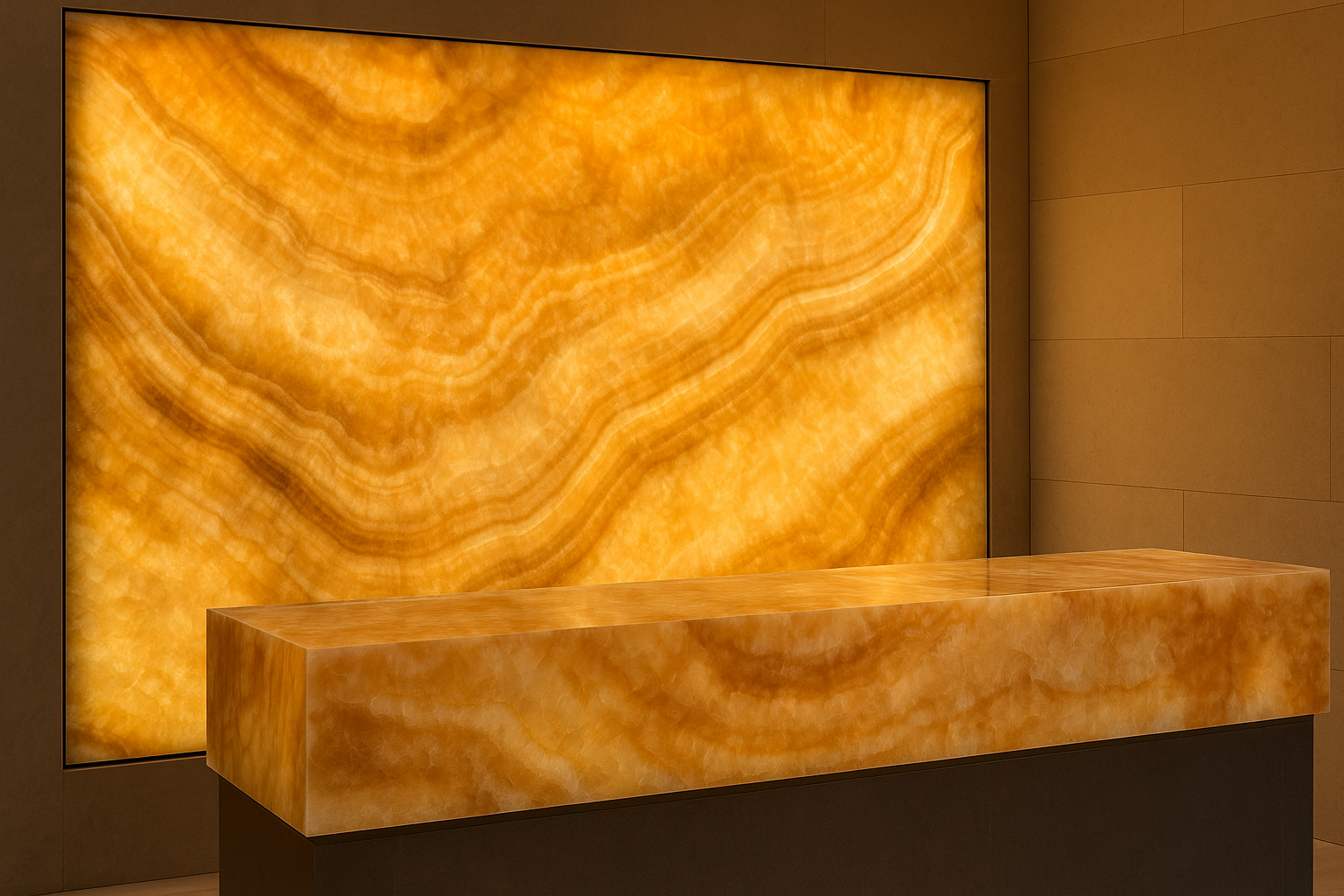 Onyx Slab Supply and Backlit Installation in Dubai | Parash Stones